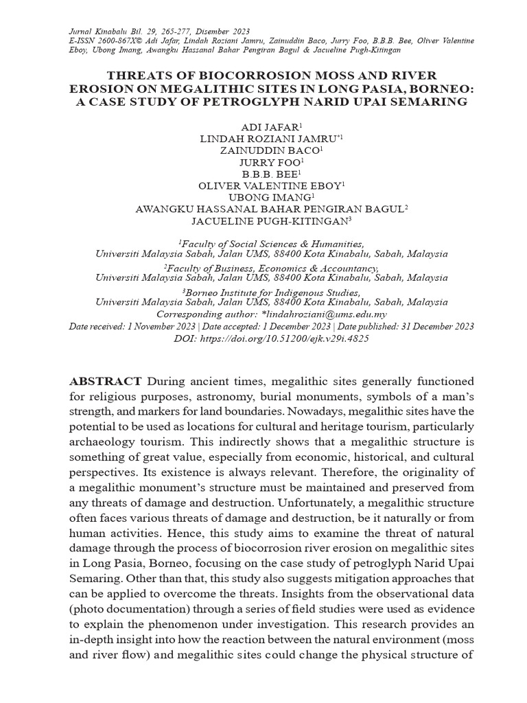 Threats of Biocorrosion Moss and River Erosion On Megalithic Sites in ...
