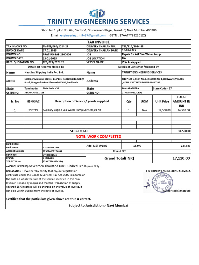 Trinity TES_060_2024-25 | PDF | Invoice