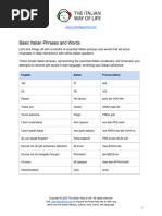Italian Opposite Words List | PDF | Languages | Foreign Language Studies