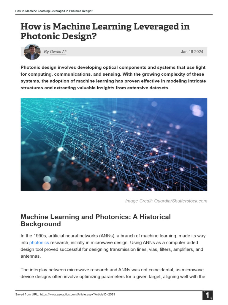 How Is Machine Learning Leveraged in Photonic Design | PDF | Machine Learning | Deep Learning