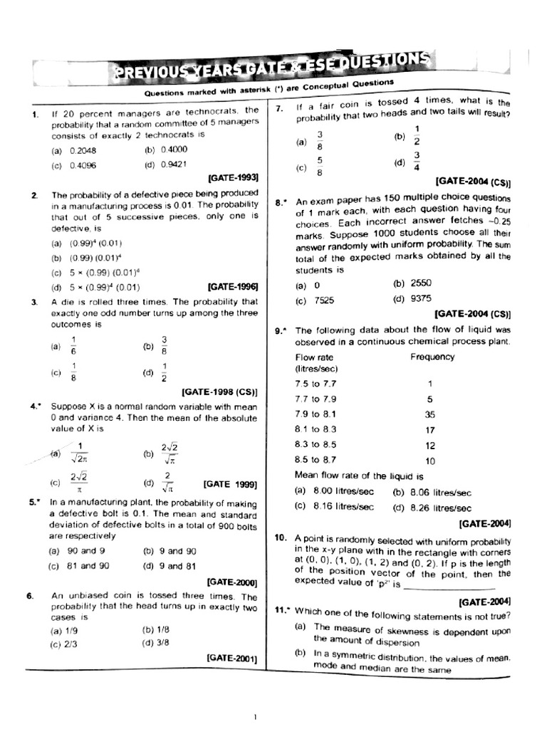 Probability Distributions PYQ | PDF