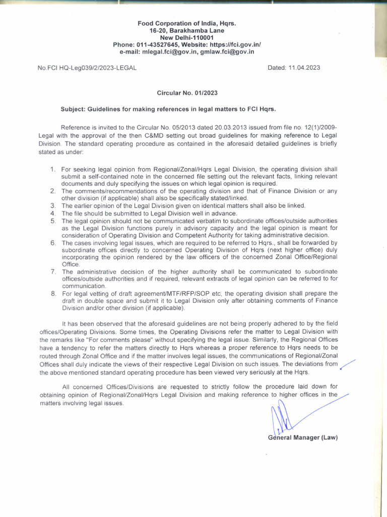 Legal Cicular 1of2023 11.04.2023 Guidelines For Making References | PDF