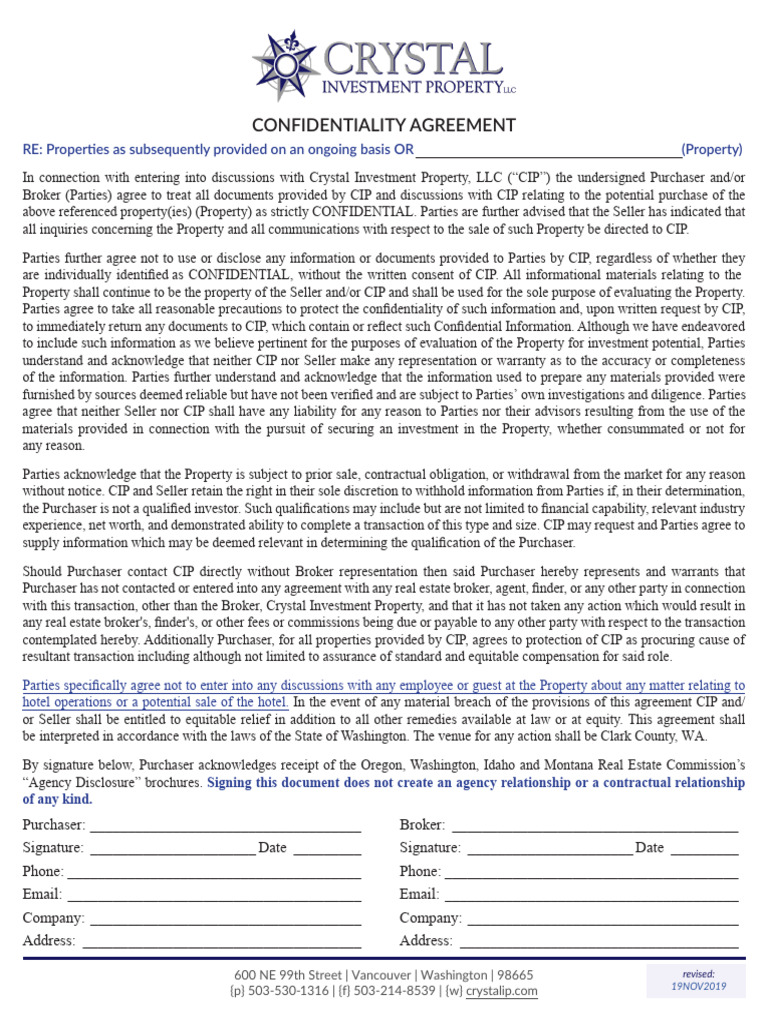 Cip Ca Disclosure 2024 All | PDF | Law Of Agency | Commercial Property