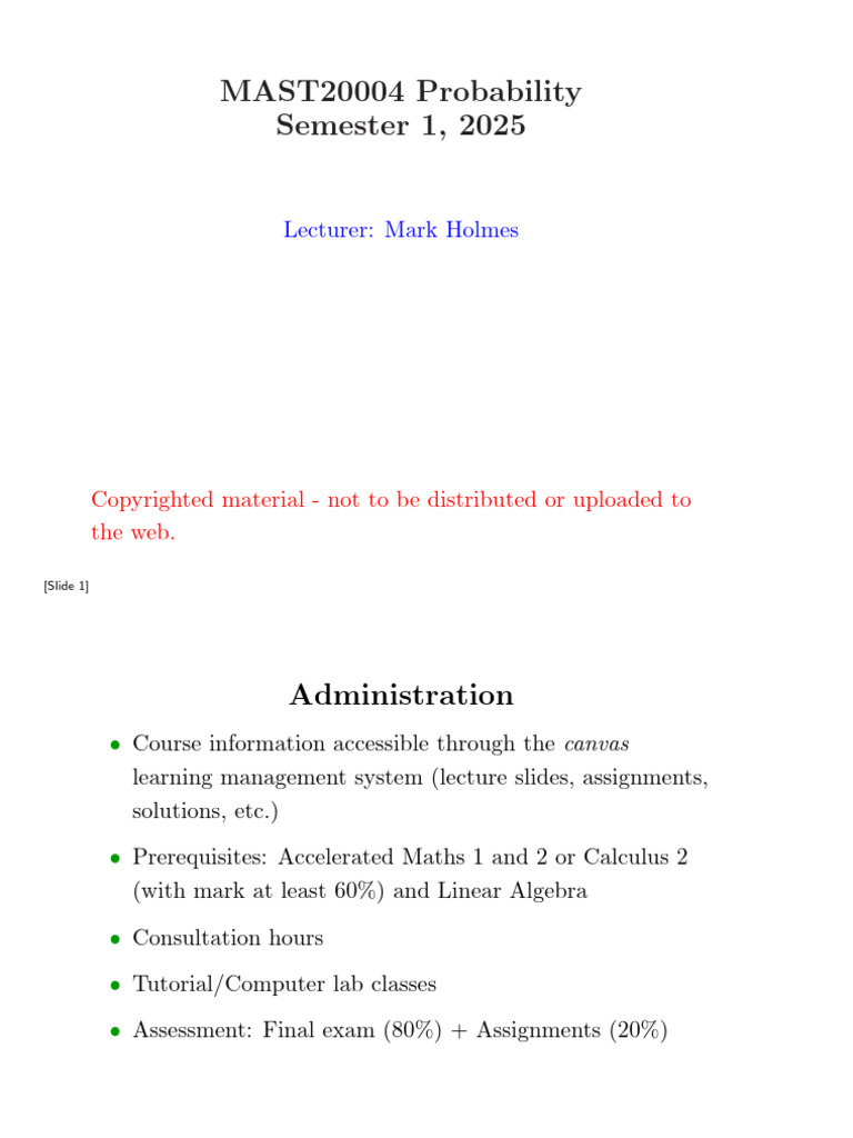 Lecture Slides 12 Feb 2025 Pdf Mathematics Random Variable