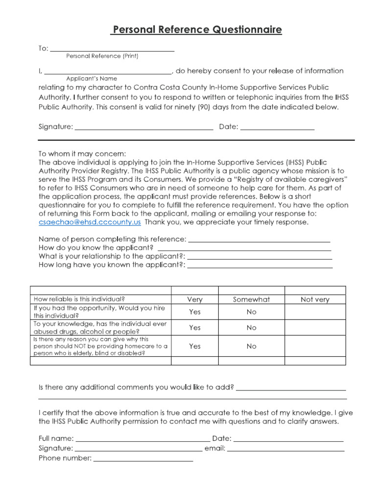 Personal Ref Form | PDF