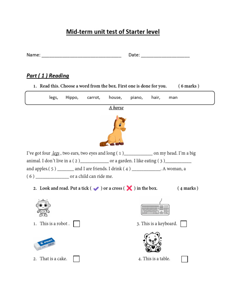 Starter Level Mid-Term Test Guide | PDF | Linguistics | Linguistic ...