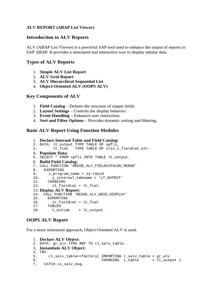 SAP ALV Report | PDF