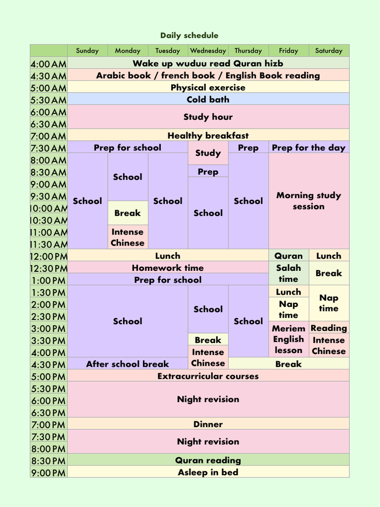 Schedule Exemple | PDF