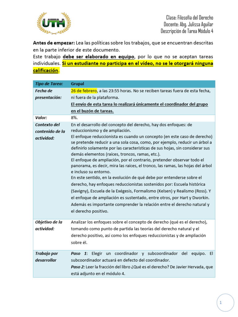 Descripción de Tareas Grupal Video Módulo 4 | PDF