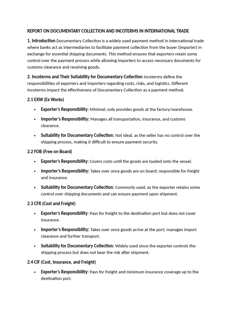 Documentary Collection in International Trade | PDF | Supply Chain ...