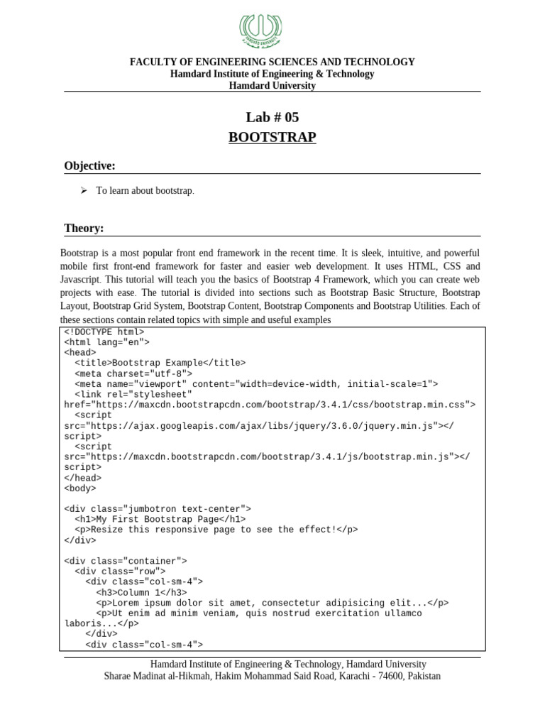 lab5 | PDF | Bootstrap (Front End Framework) | Computing