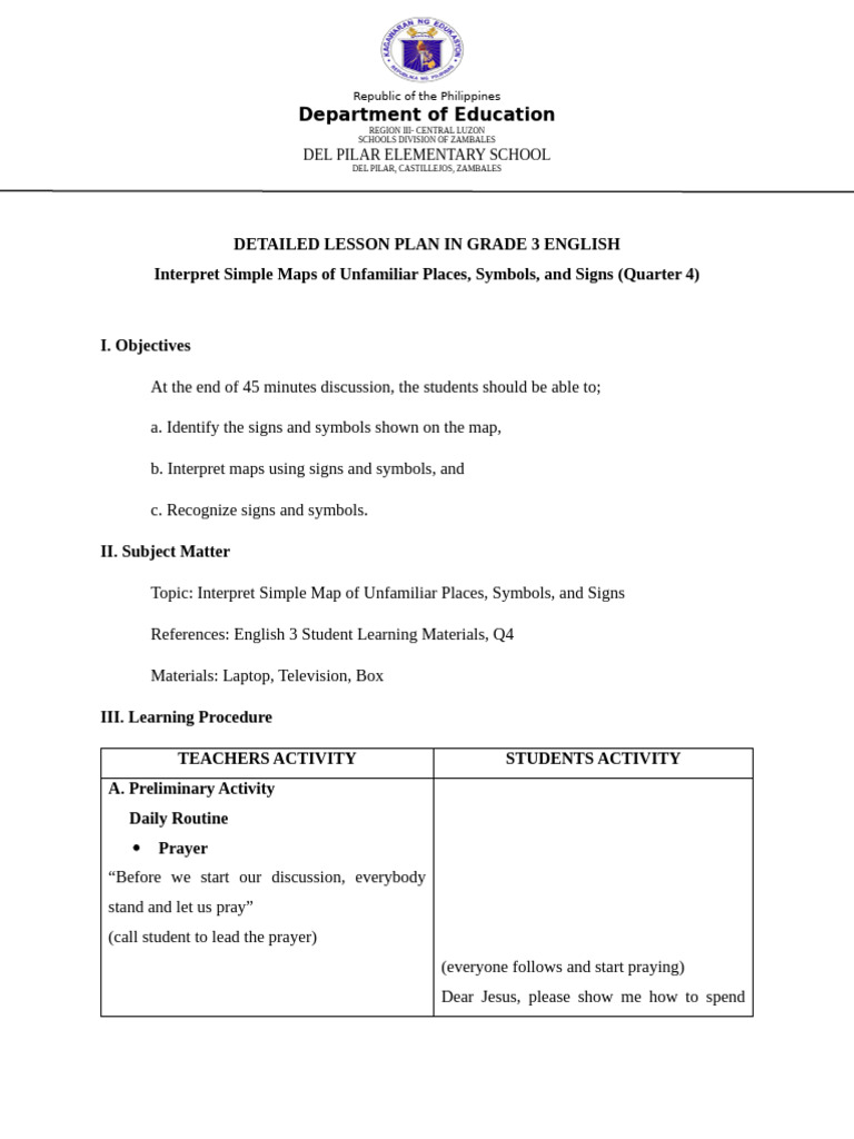 Detailed Lesson Plan in Grade 3 English | PDF