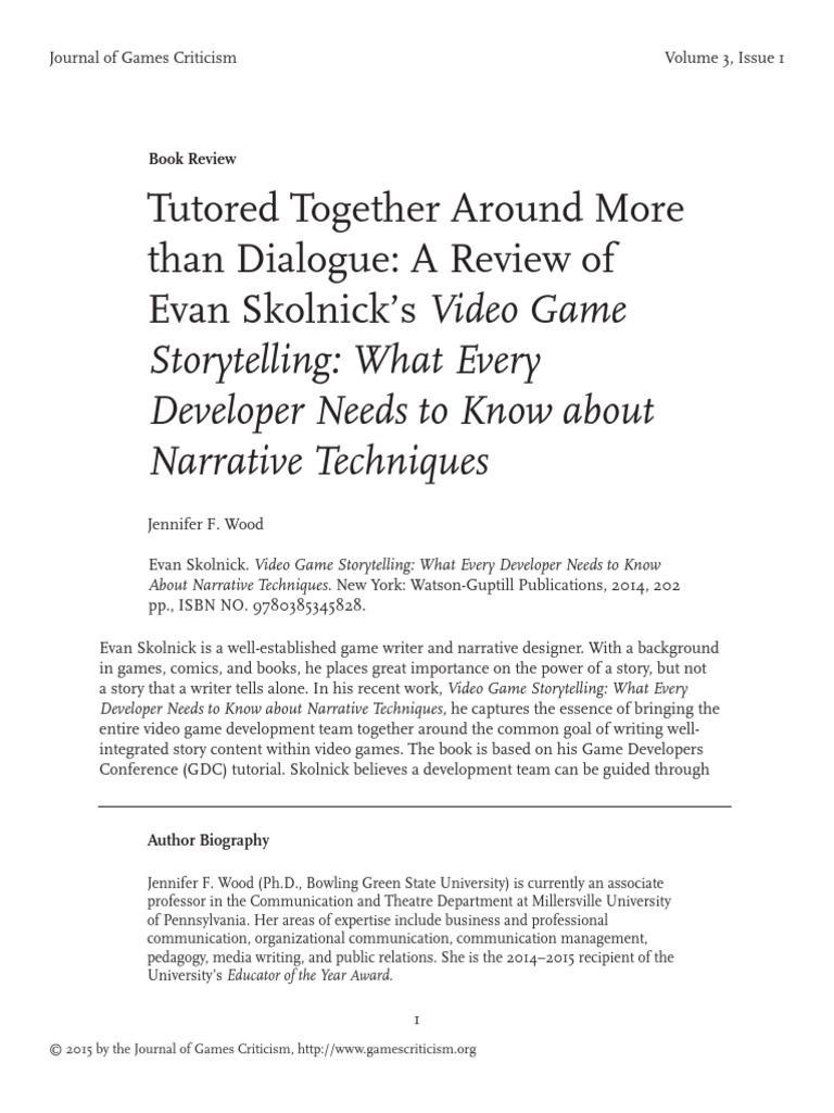 Review of Skolnick's Game Storytelling | PDF | Storytelling | Narrative
