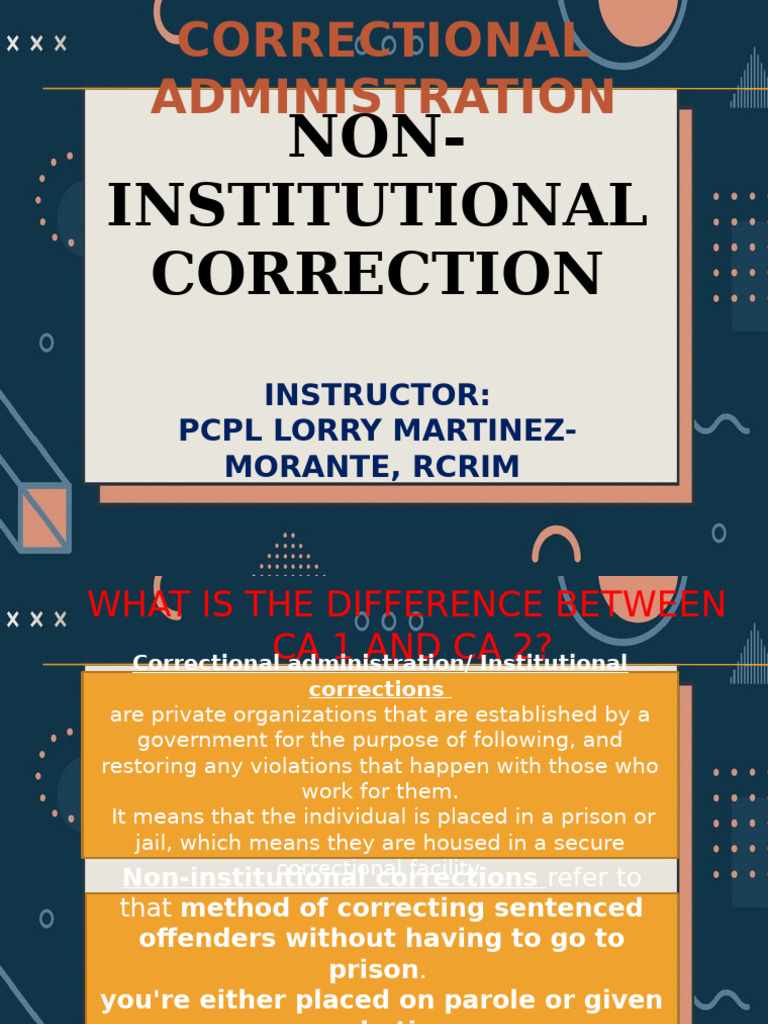 1 Non Institutional Correction | PDF | Pardon | Probation