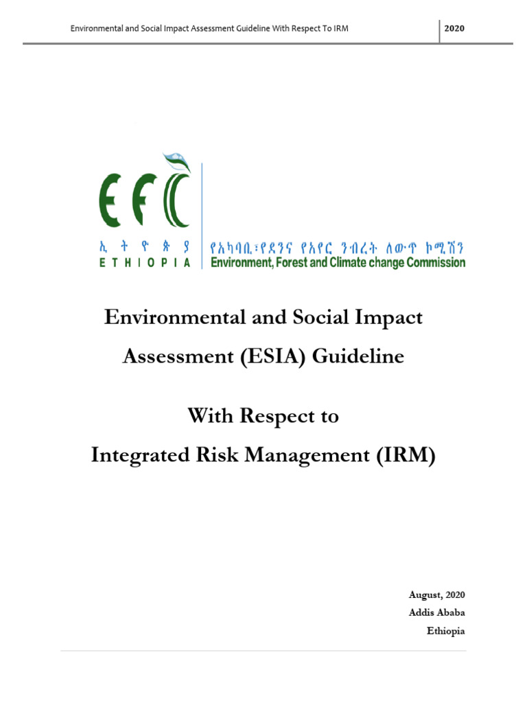 National ESIA-IRM guideline | PDF | Environmental Impact Assessment | Climate Resilience