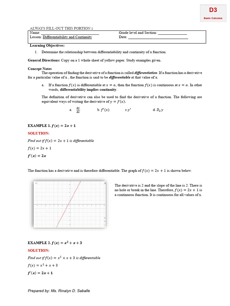 Differentiability vs Continuity Guide | PDF | Derivative | Function (Mathematics)