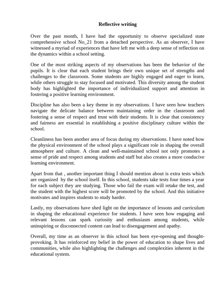 Reflective writing | PDF