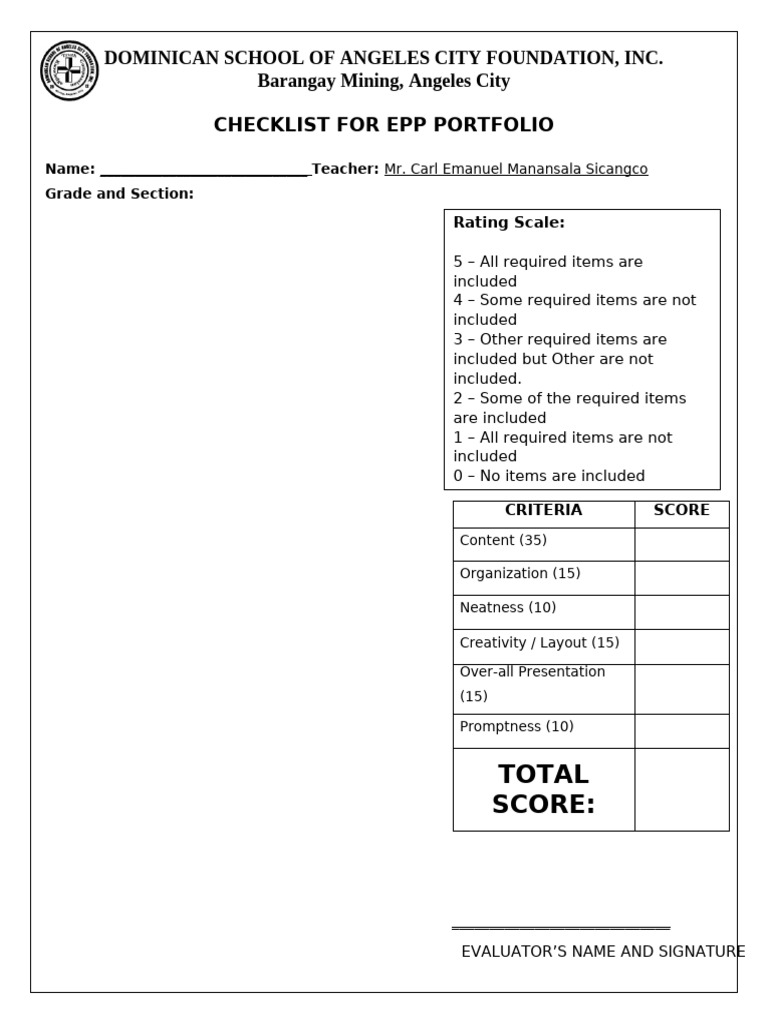 EPP-5-PORTFOLIO | PDF | Educational Assessment And Evaluation | Evaluation