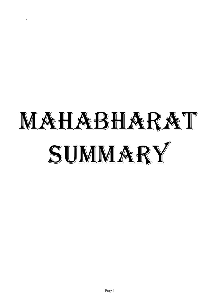Mahabharat Summary | PDF | Mahabharata | Hindu Mythology