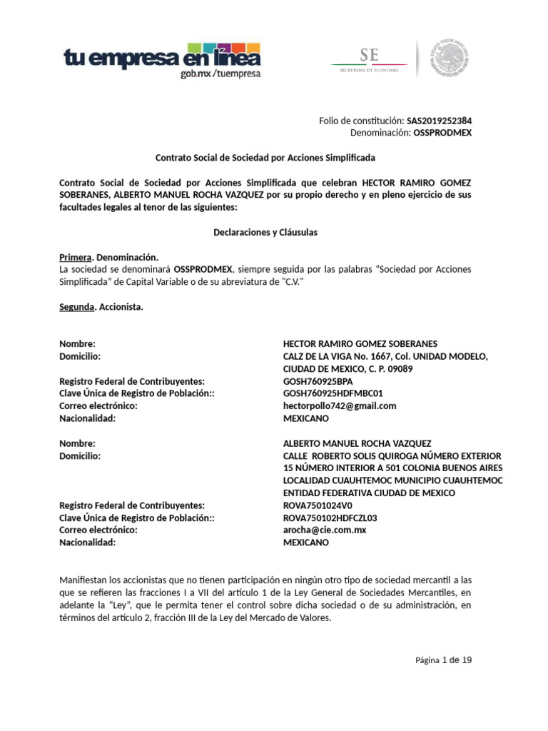 Acta Constitutiva | PDF | México | Compartir (Finanzas)