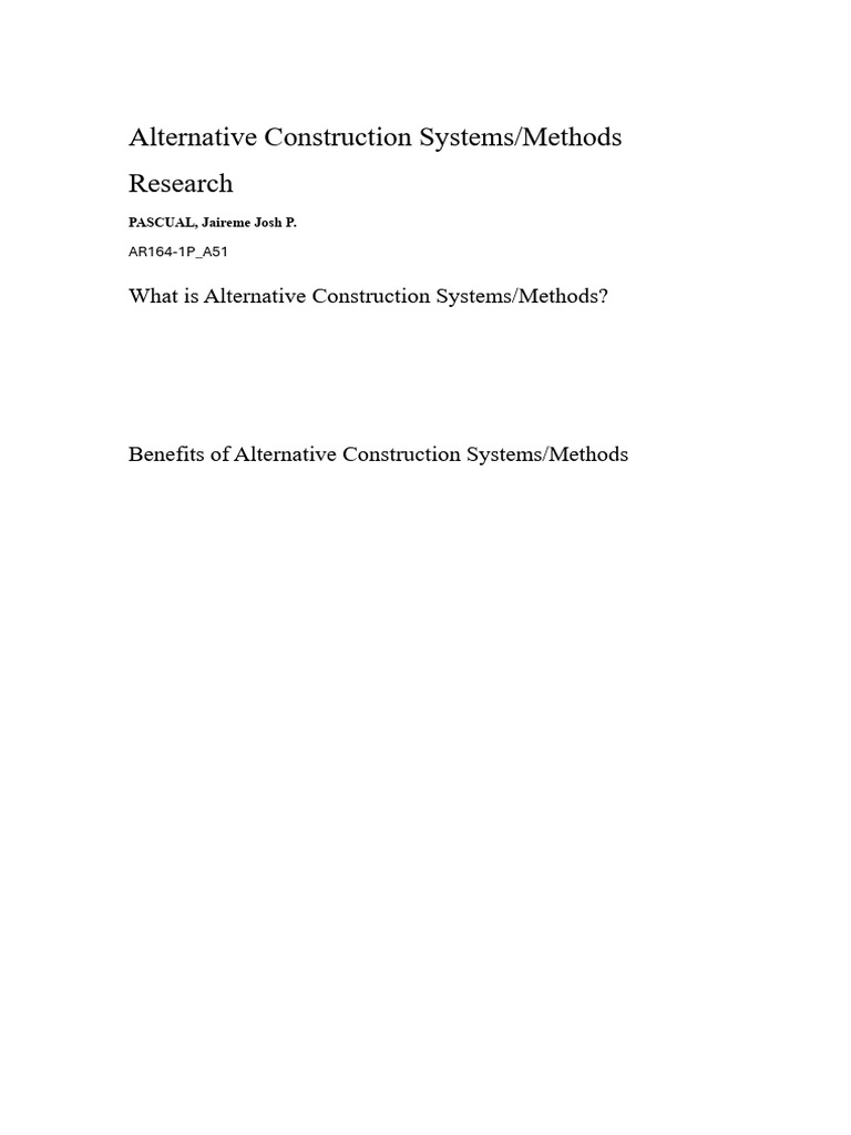 Exploring Alternative Construction Methods | PDF | Building Insulation ...
