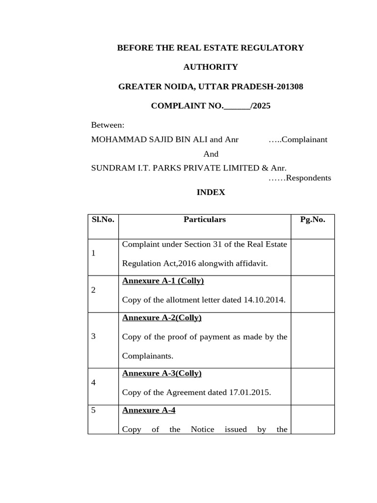 Mr. Sajid RERA Complaint | PDF | Affidavit | Damages