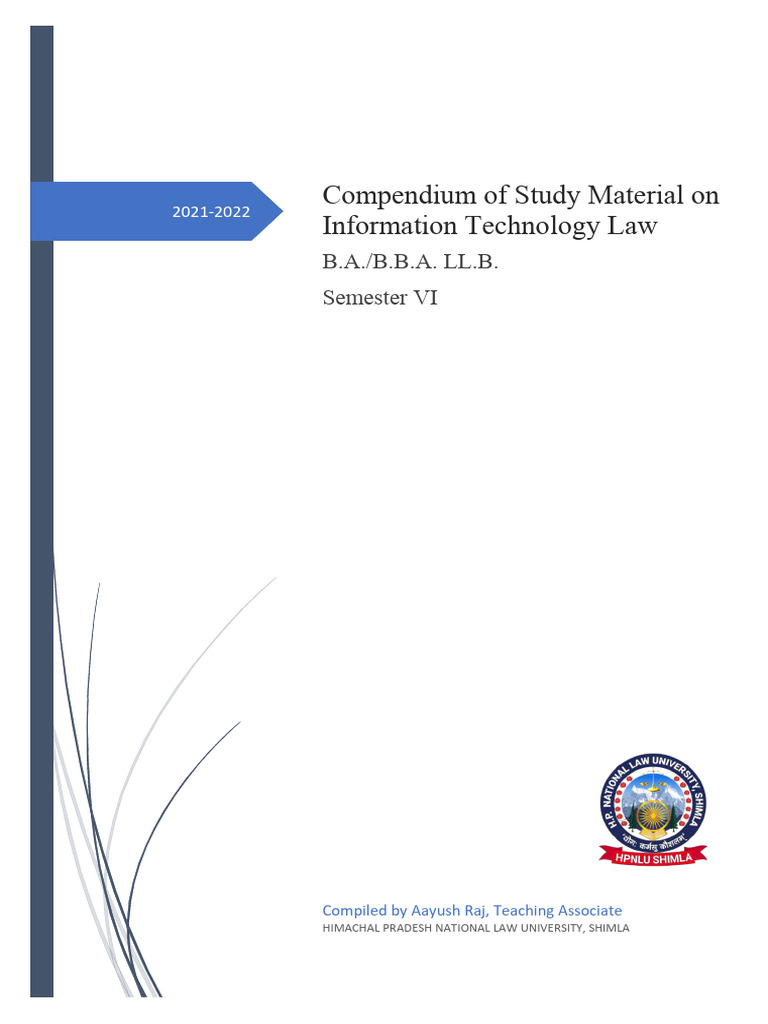 Study Material & Case Compendium for IT Laws - LB 604(1) | PDF | E ...