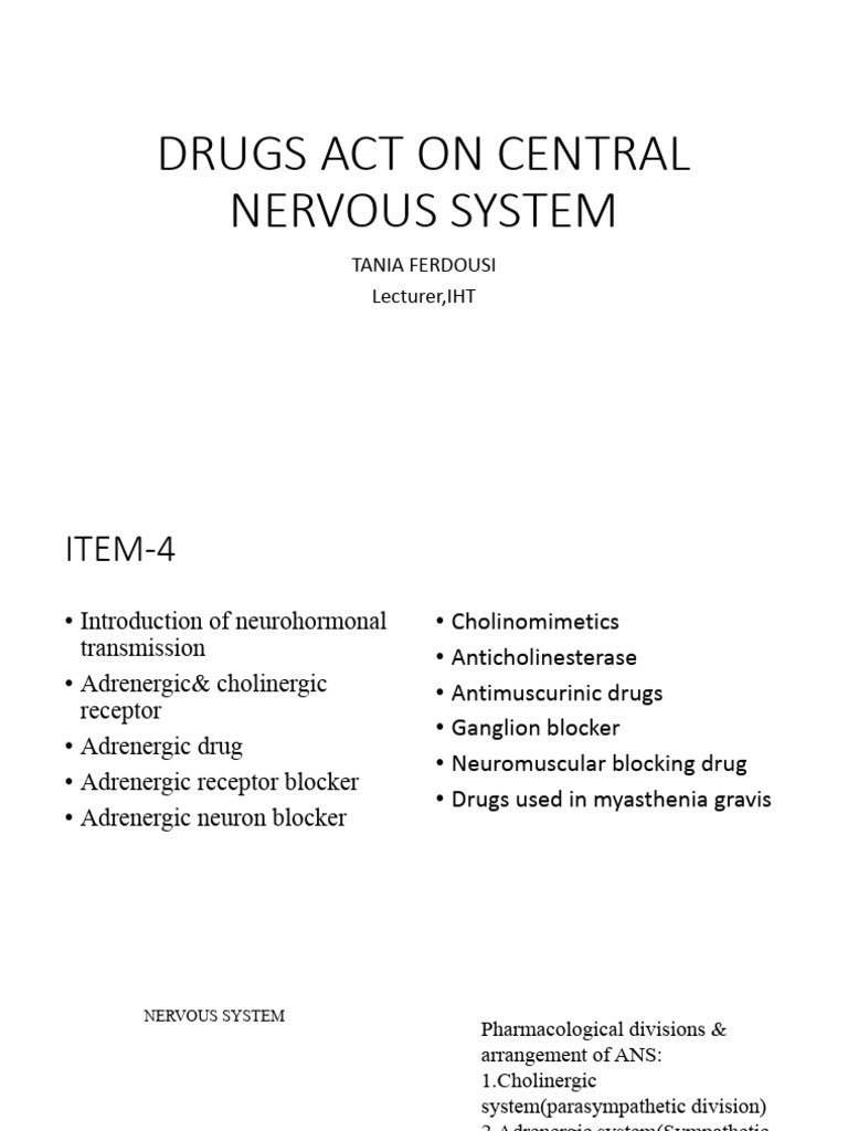 Nervous System(1)(2) | PDF | Acetylcholine | Neurotransmitter