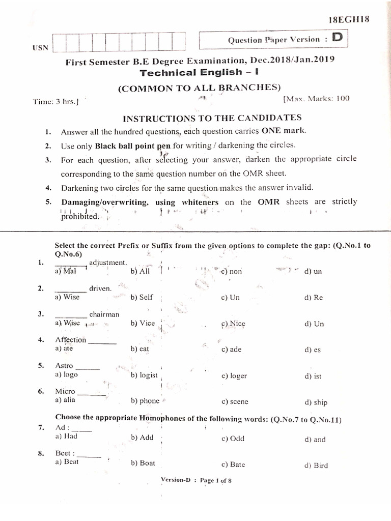 Communcative English 1QP 2019 | PDF