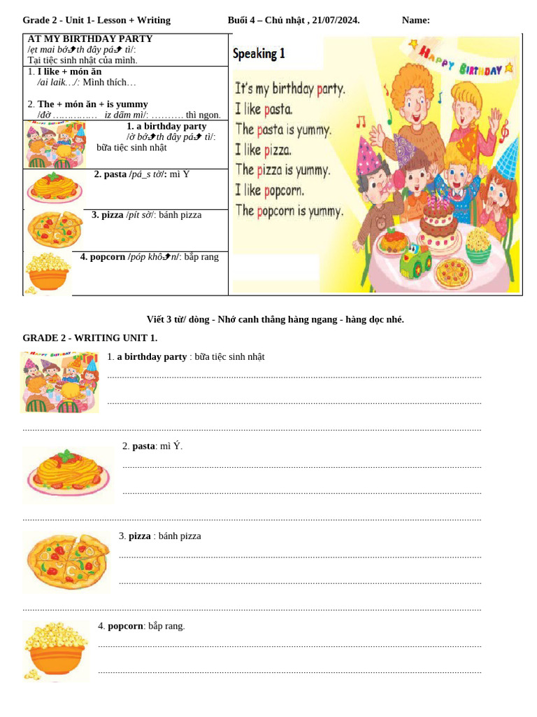 Grade 2 - Unit 1- Lesson + Writing | PDF