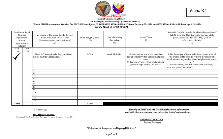 Annex C_Barangay BaRCO Monthly Monitoring Report Template with PB's ...