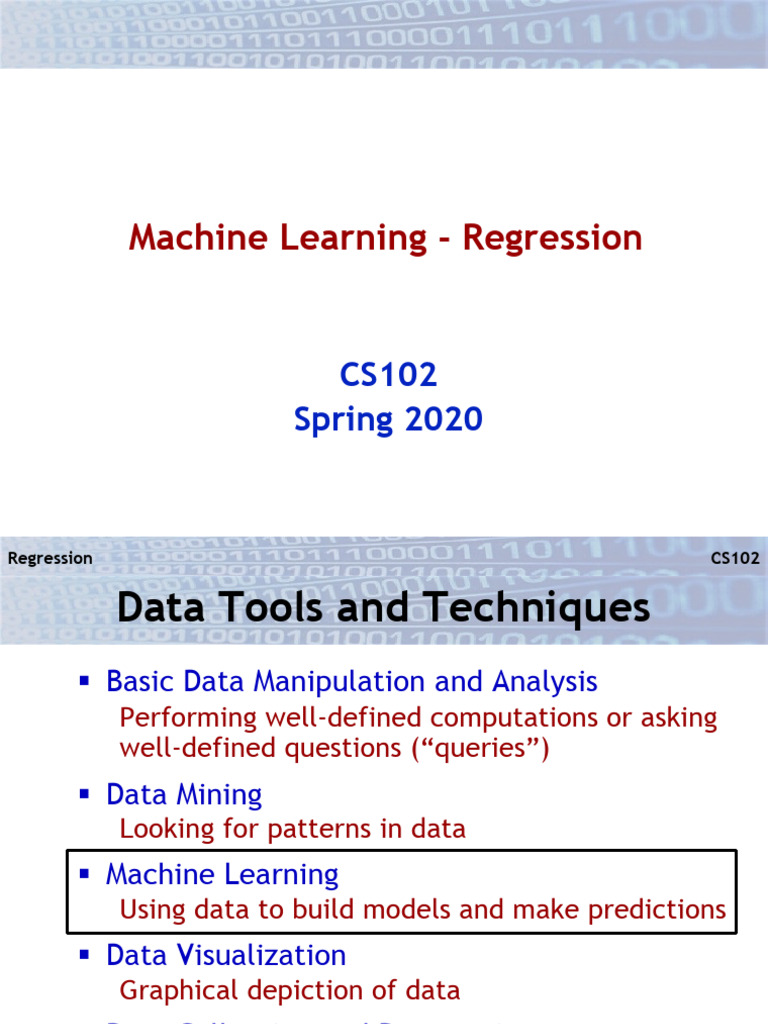 RegressionSlides | PDF | Dependent And Independent Variables | Machine Learning