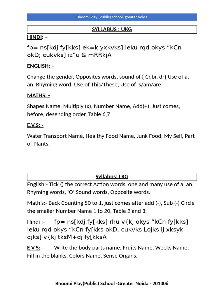 Syllabus Ukg | PDF