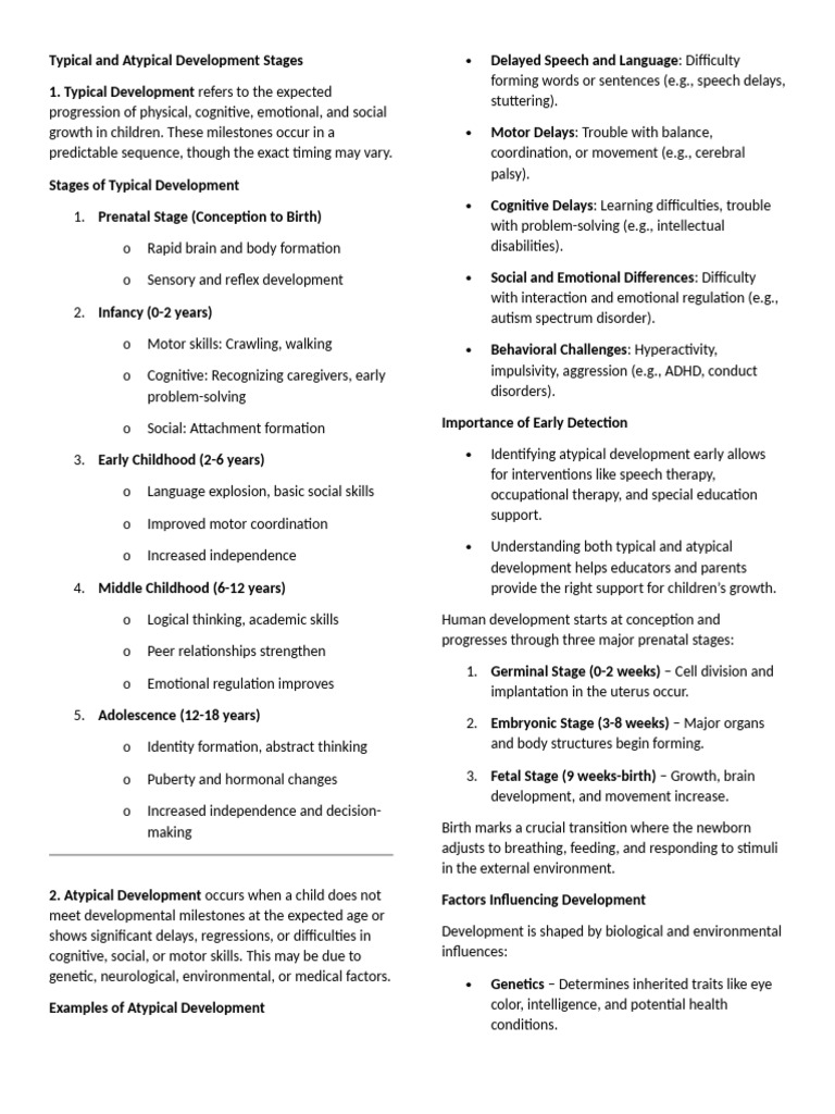 Typical and Atypical Development Stages | PDF | Attention Deficit ...