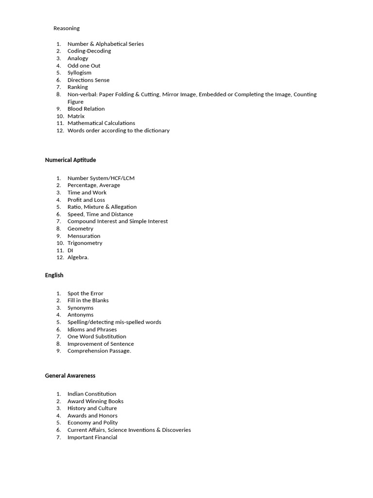 Quantitative Aptitude Syllabus Overview | PDF