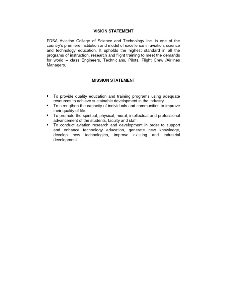 Proposed Mission and Vision Statement | PDF | Science | Cognition