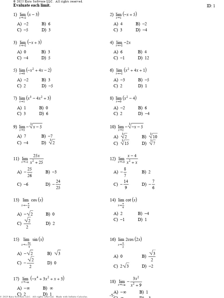 BaCal Q3 Exam Mock Test | PDF | Mathematics | Mathematical Analysis