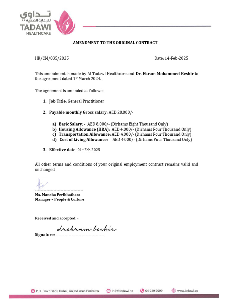 835- Ekram Amendment Letter | PDF