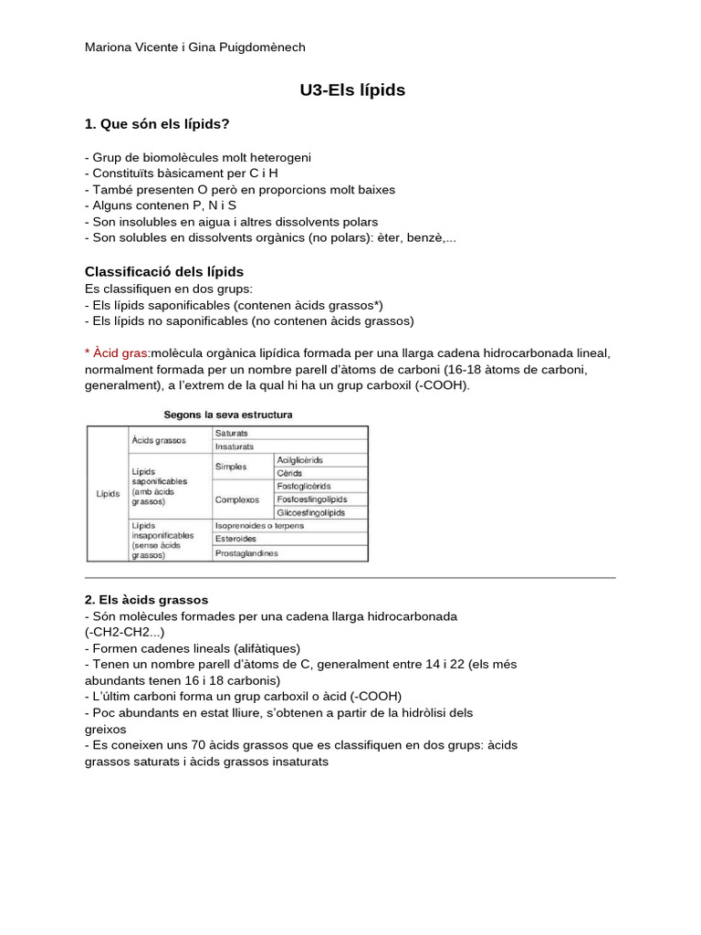 Apunts biologia U3-els lípids | PDF