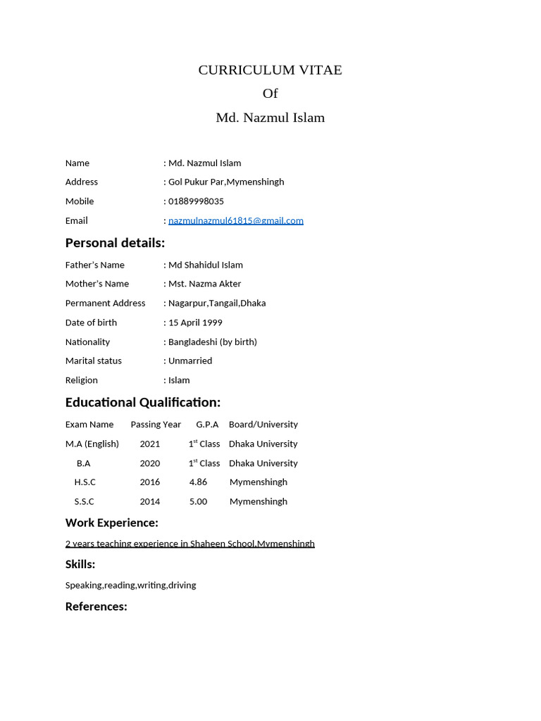 Curriculum Vitae | PDF