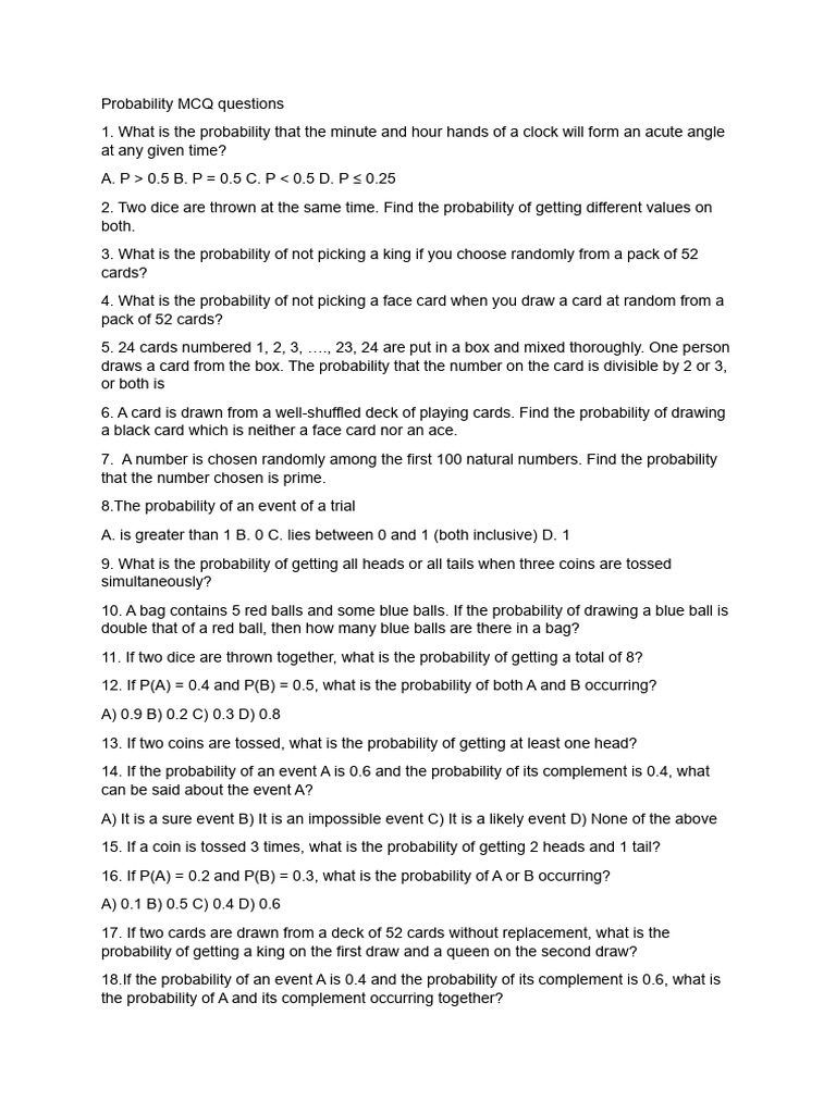 probability mcq | PDF