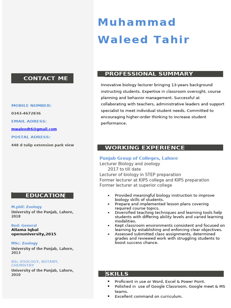 Waleed cv | PDF | Learning | Education Theory