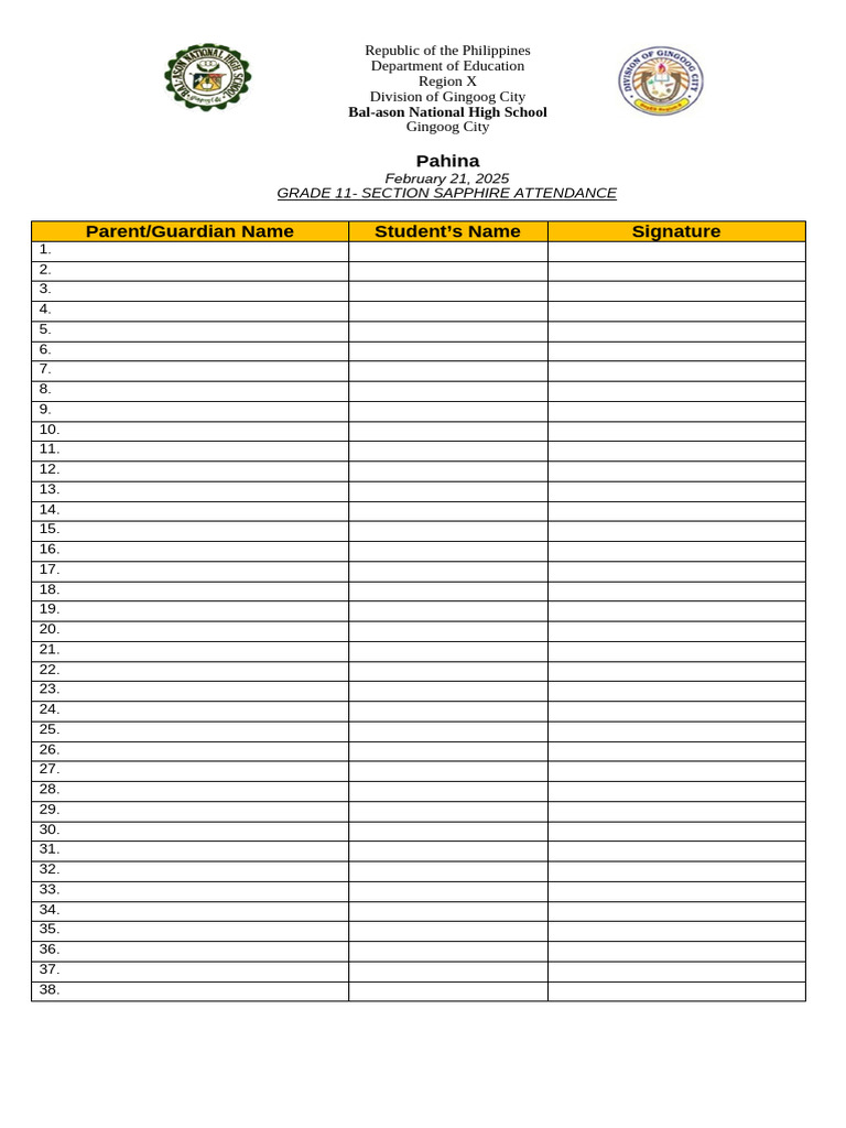 Attendance Format | PDF
