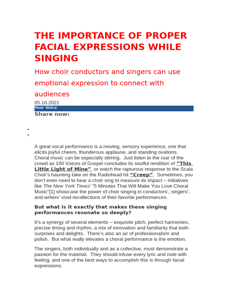 Enhancing Singing with Facial Expressions | PDF | Singing | Choir