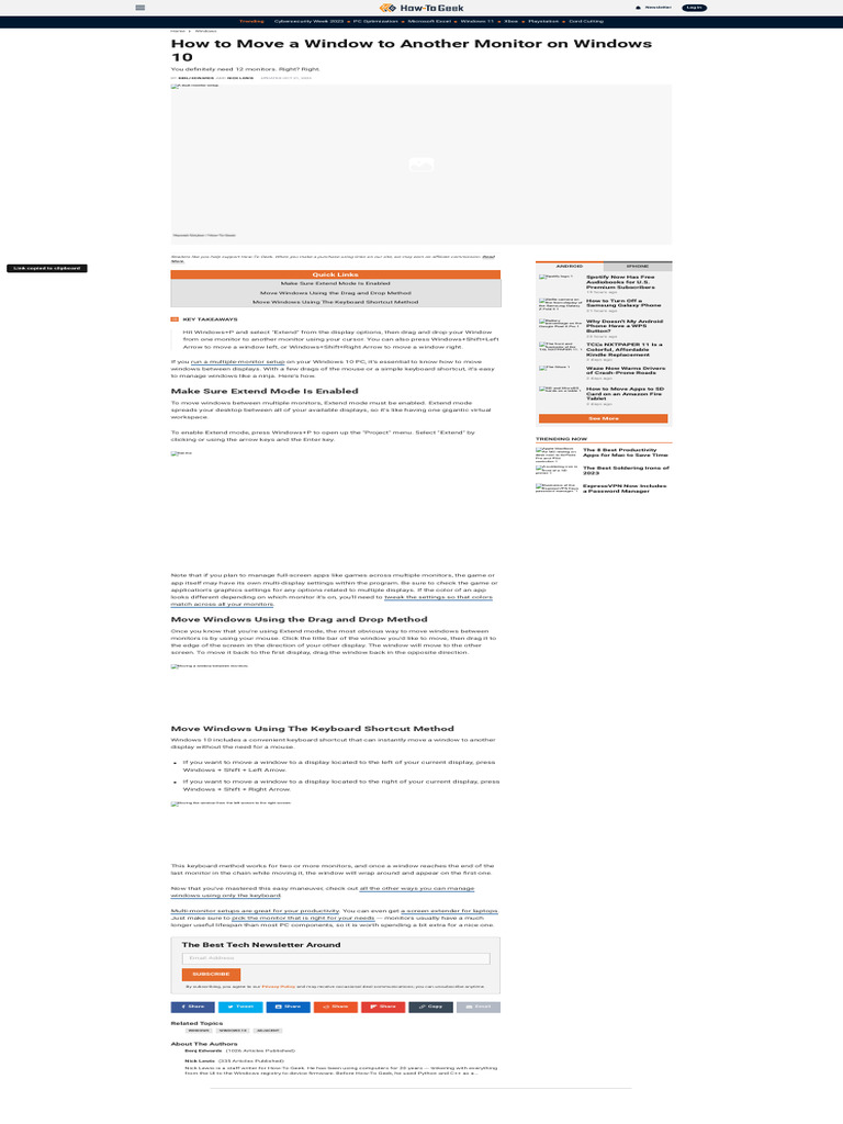 How to Move a Window to Another Monitor on Windows 10 | PDF | Window ...