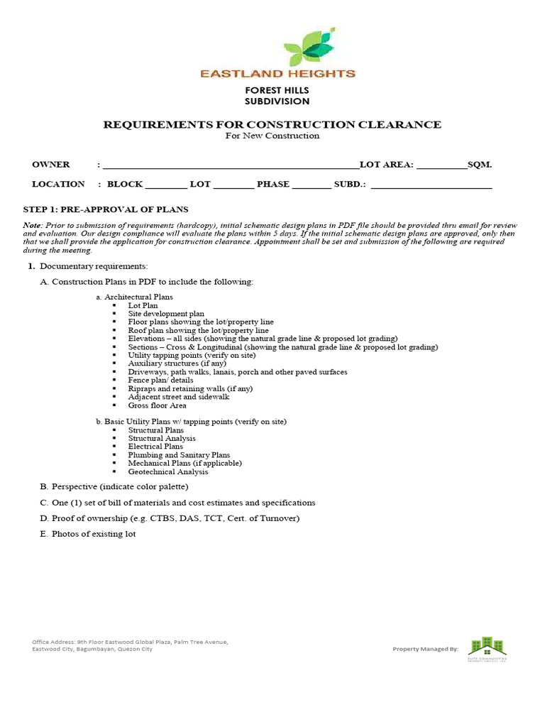Forest Hills Construction Clearance Guide | PDF