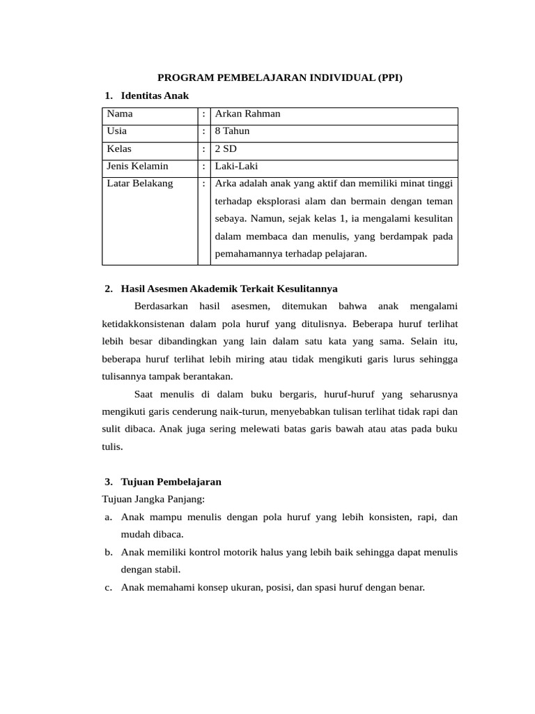 Program Pembelajaran Individual | PDF