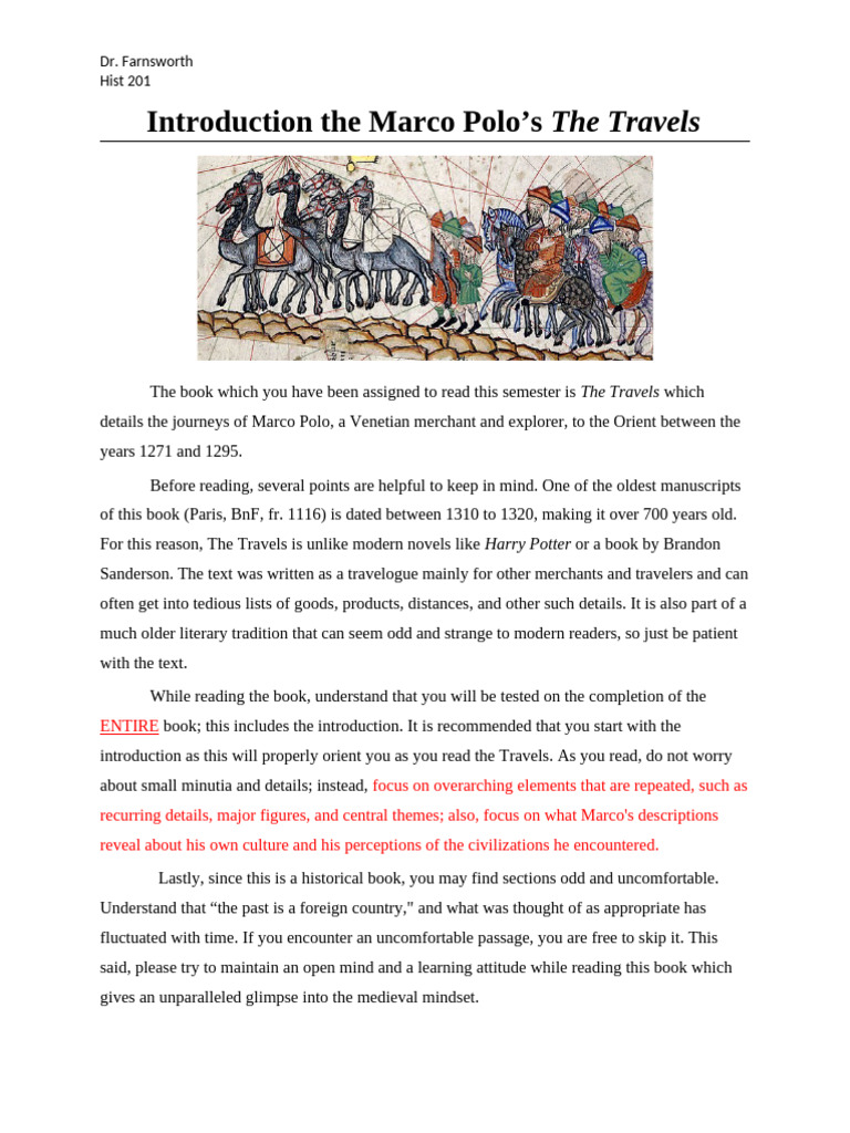 The Travels Introduction - HIST 201 | PDF