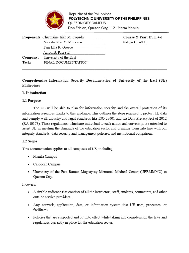 FINAL-DOCUMENTATION-IAS | PDF | Information Security | Regulatory Compliance