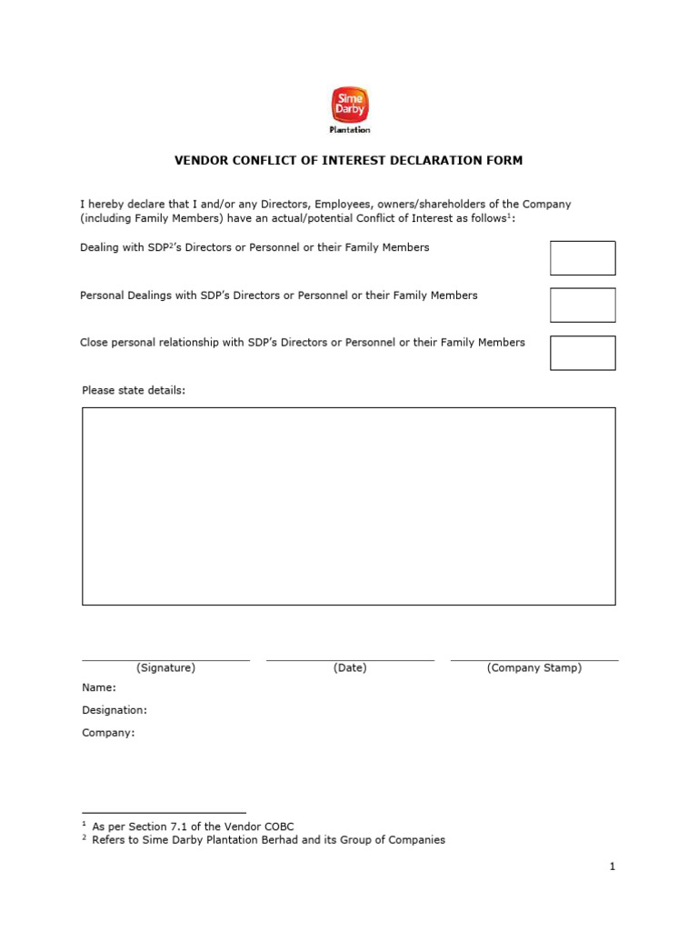 Vendor Conflict of Interest Form | PDF
